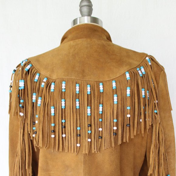 Suede | Jackets & Coats | Nwt Real Leather Beaded Turquoise Native ...